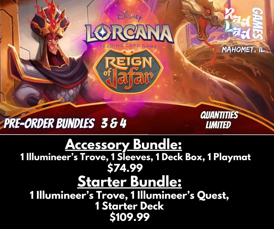 Pre-Order: Lorcana TCG: Reign of Jafar Bundles 3 & 4 | Rad Lad Games - Mahomet, IL